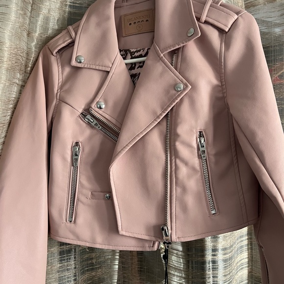 Blank NYC | Jackets & Coats | Blank Nyc Baby Pink Cropped Moto Leather Jacket New Size Small ...